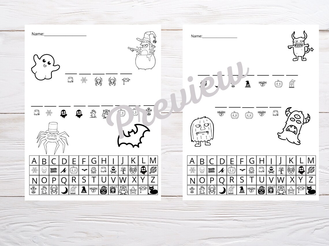 Halloween Secret Code Worksheets Halloween Activities Sheets - Etsy