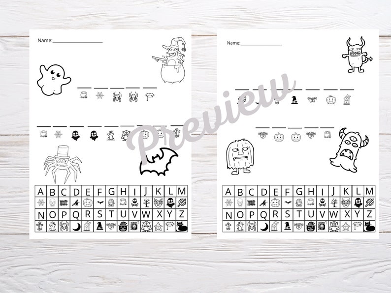 Halloween Secret Code Worksheets Halloween Activities Sheets - Etsy
