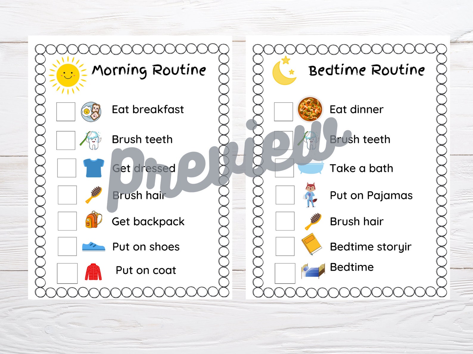 Daily Routine Checklist Back to School Check List Morning | Etsy