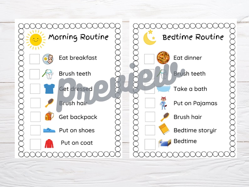 Daily Routine Checklist, Back to School Check List, Morning Routine ...