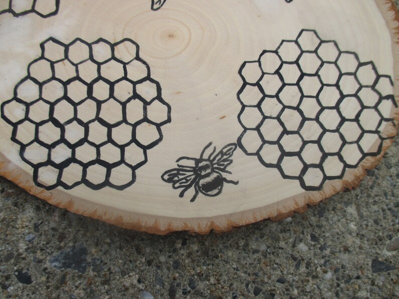 Bee Hive Hand Painted Wood Slice Home Decor Farm House | Etsy