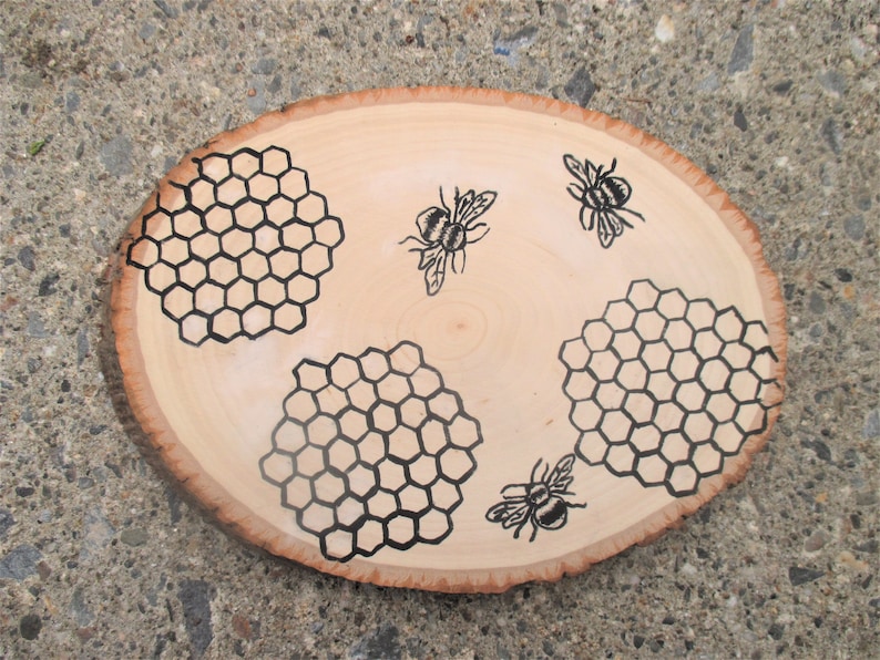 Bee Hive Hand Painted Wood Slice Home Decor Farm House | Etsy