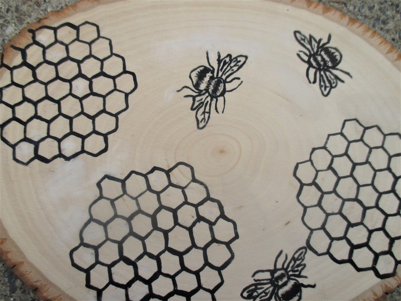 Bee Hive Hand Painted Wood Slice Home Decor Farm House | Etsy