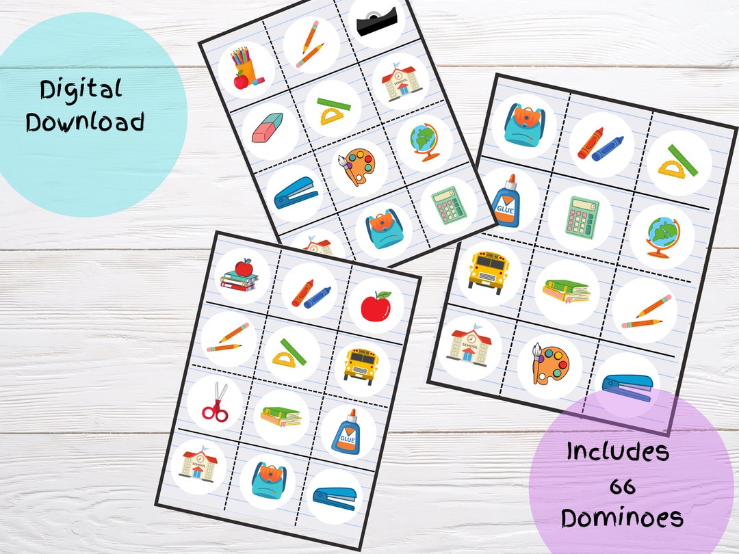 Back to School Dominos Printable Game - Etsy