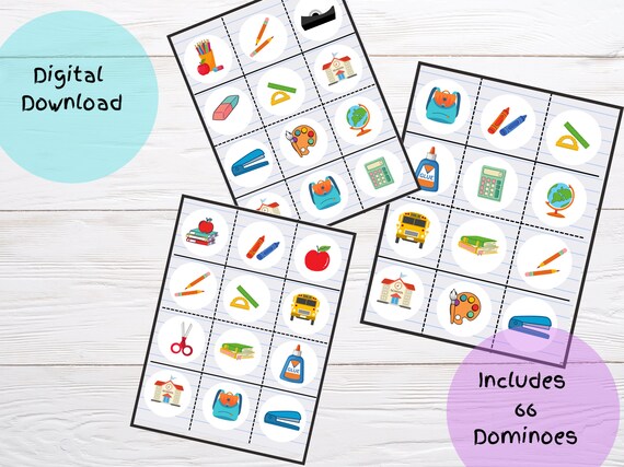 Back to School Dominos Printable Game - Etsy