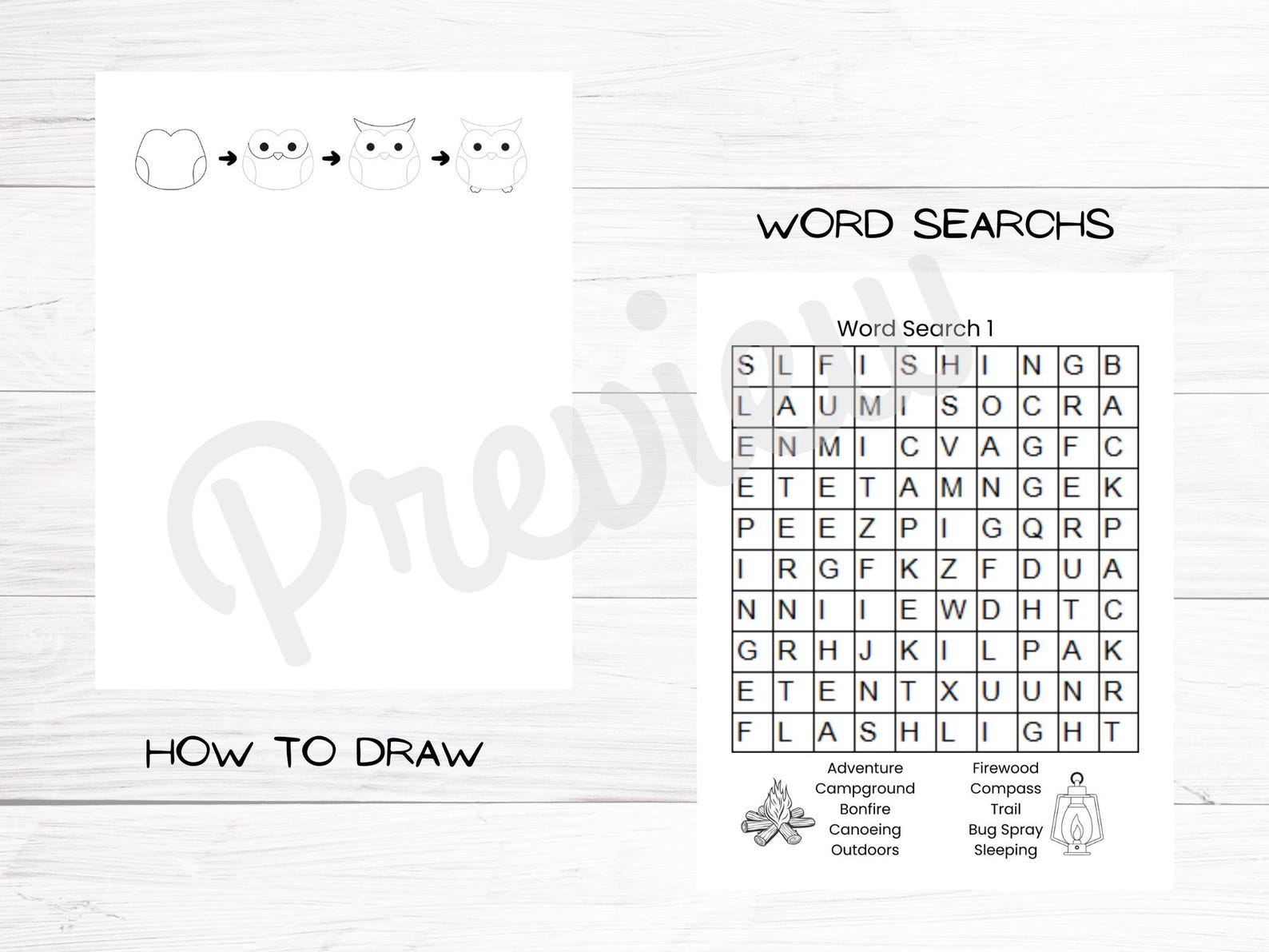 Camping Digital Download Activity Sheets for Ages 5-7 Mazes, Decoding ...