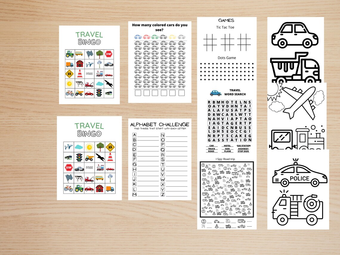 Travel Activitie Sheets Printable Activties Sheet Road Trip - Etsy