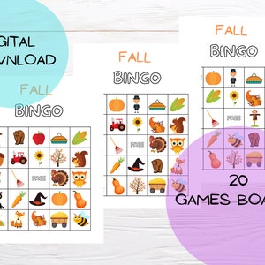 Fall Bingo Game, Kids Games, Party Game, Fall Activity - Etsy