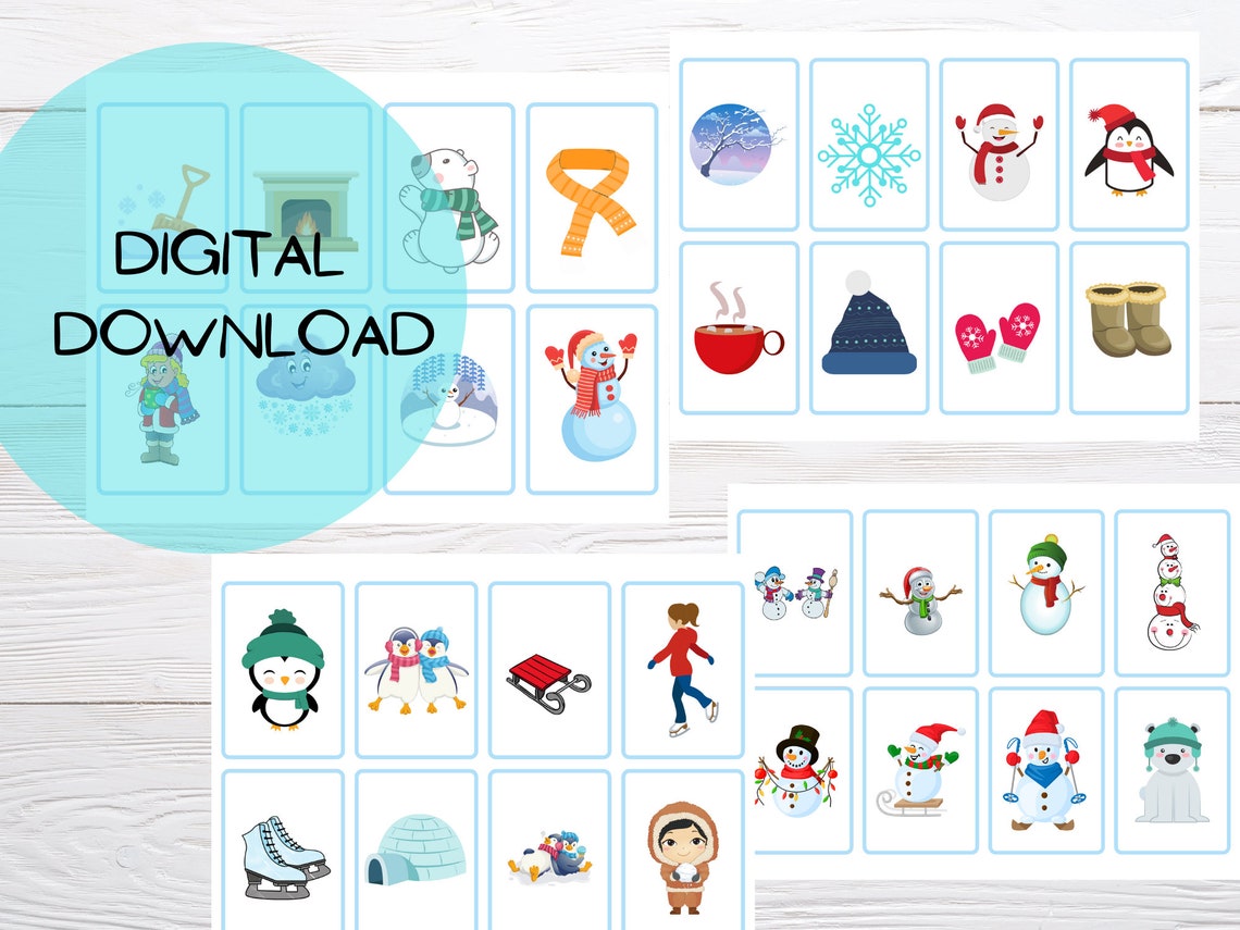 Winter Printable Memory Game Classroom Activity Preschool | Etsy