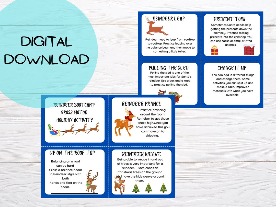 Christmas Reindeer Movement Activity, Gross Motor Activity, Holiday ...