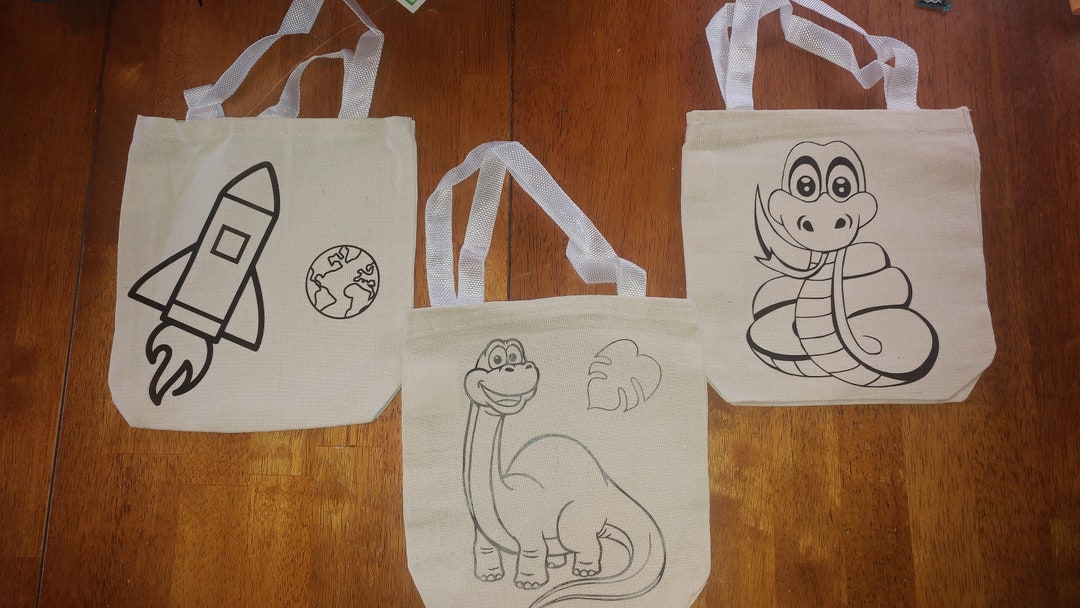 Color Your Own Children's Tote Bags, Birthday Gifts, Fun Activity - Etsy