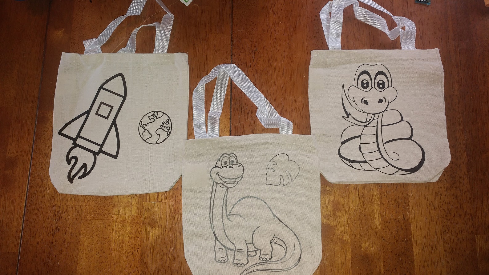 Color Your Own Children's Tote Bags Birthday Gifts Fun - Etsy