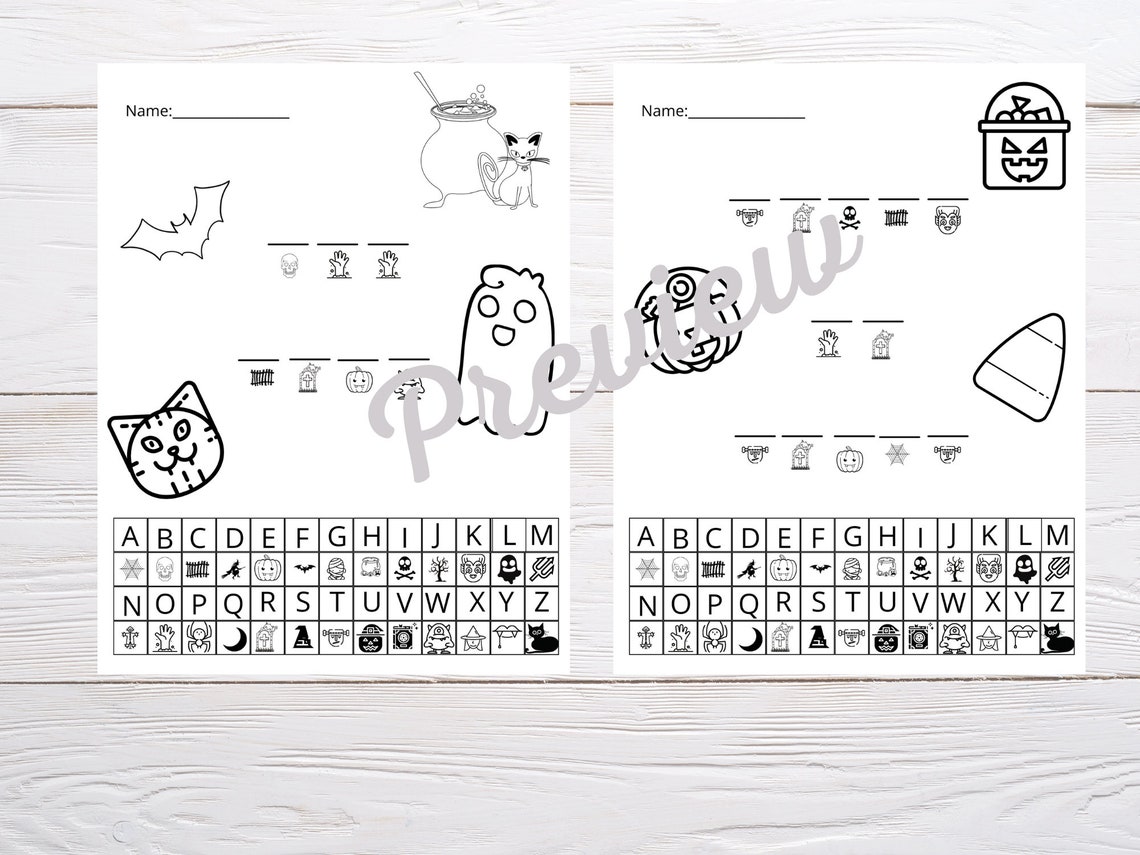 Halloween Secret Code Worksheets Halloween Activities Sheets - Etsy