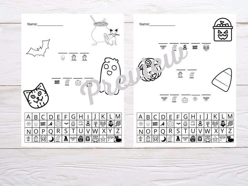 Halloween Secret Code Worksheets Halloween Activities Sheets - Etsy