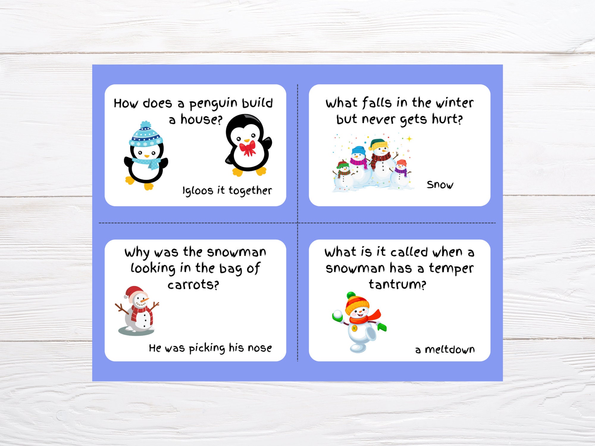 Winter Themed Joke Cards Lunch Box Jokes Classroom - Etsy