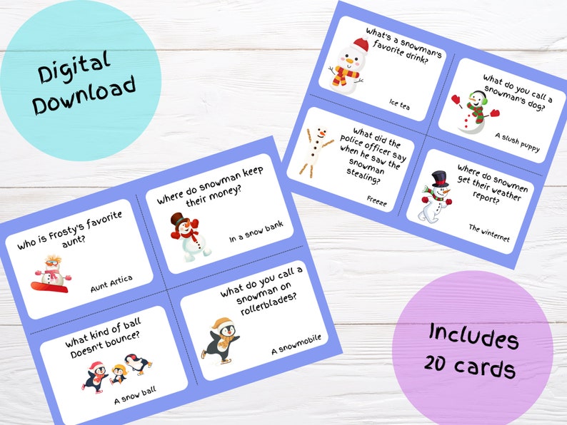 Winter Themed Joke Cards Lunch Box Jokes Classroom - Etsy