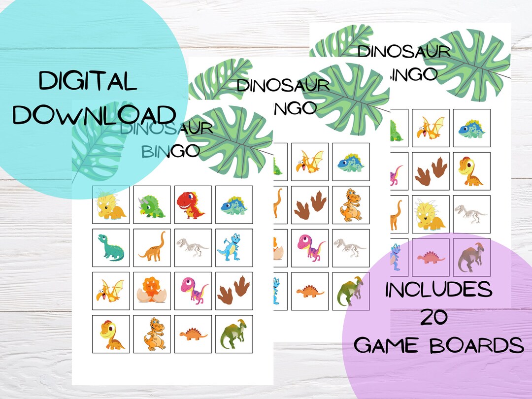 Dinosaur Bingo Game, Party Game, Downloadable Game, Dinosaur Party - Etsy