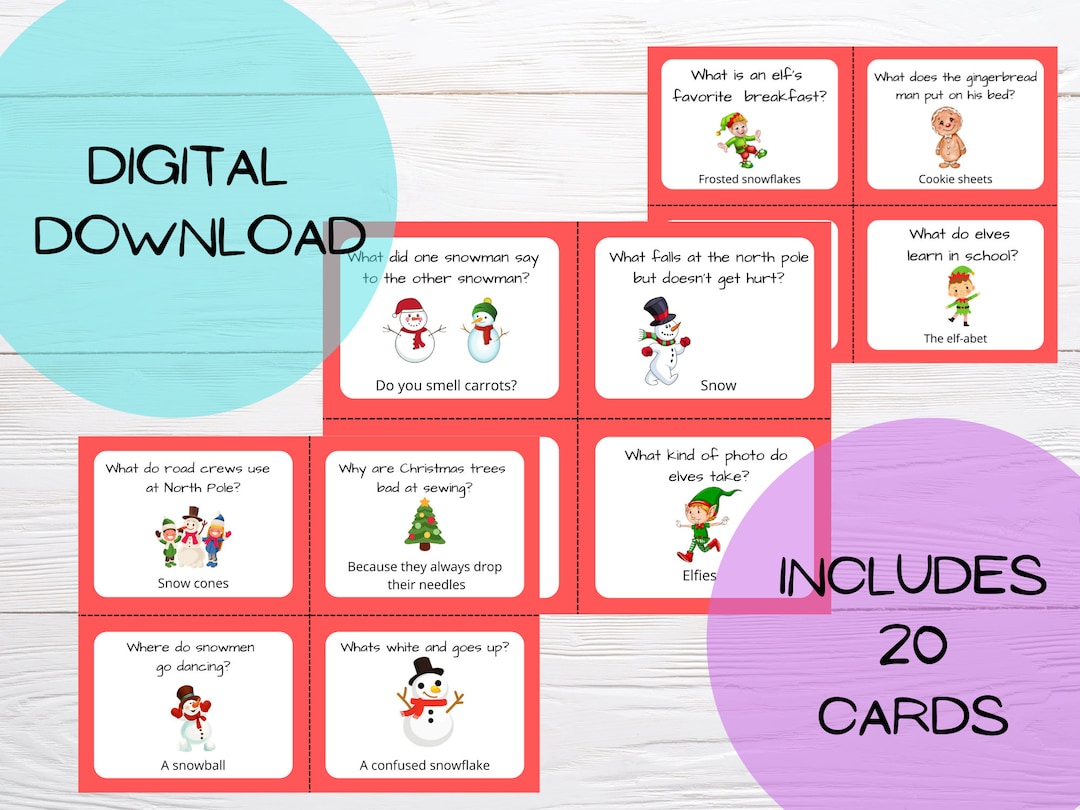 Christmas Lunch Box Joke Cards for Kids, Printable Joke Cards - Etsy