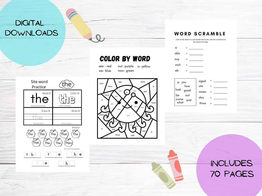 Sight Word Activity Printable Sheets Practice Sheets, Word Search ...