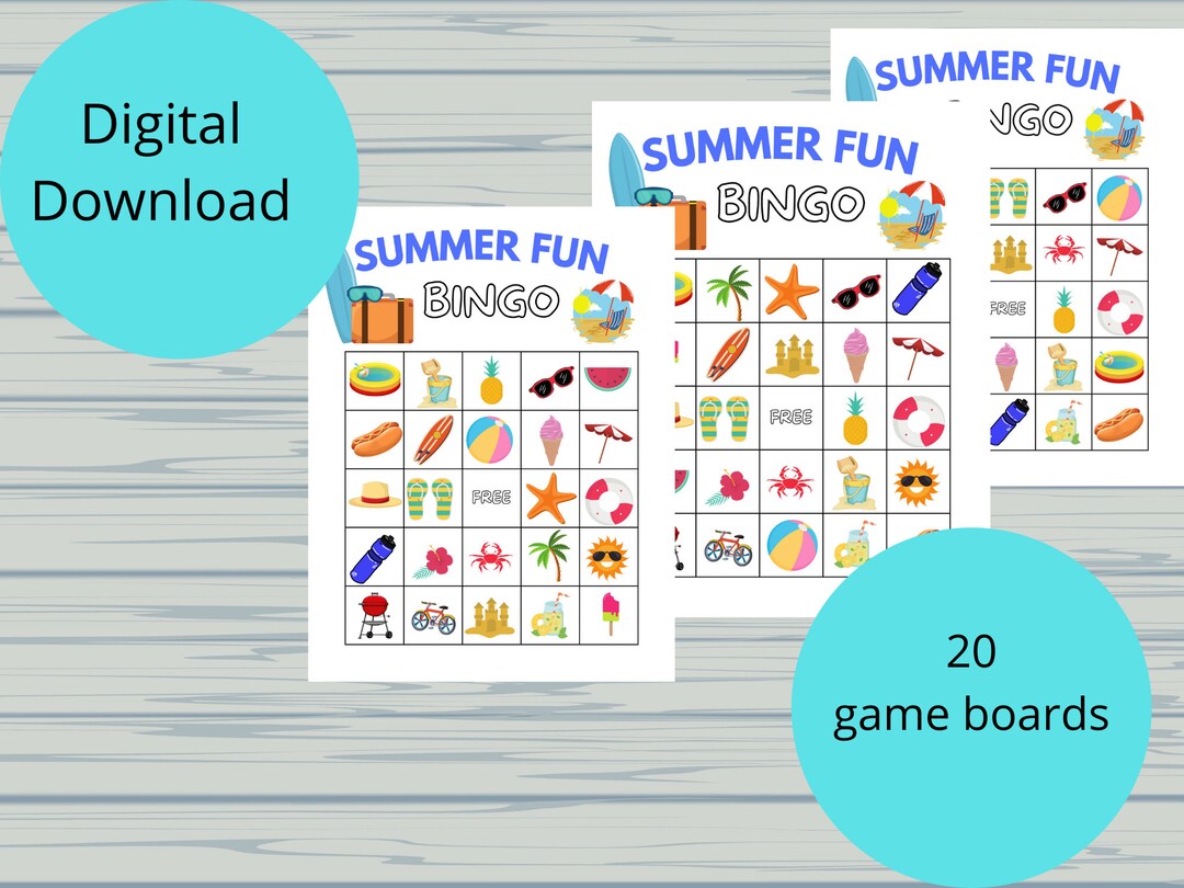 Summer Bingo Game, Kids Game, Summer Fun, Beach Activity, Printable ...