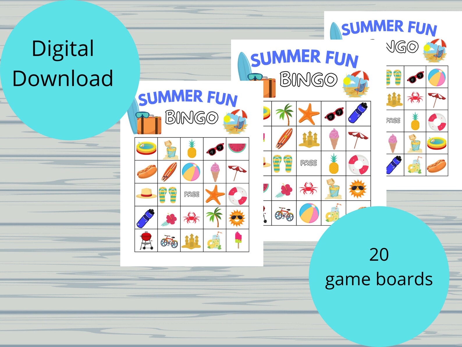 Summer Bingo Game Kids Game Summer Fun Beach Activity | Etsy