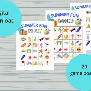 Summer Bingo Game, Kids Game, Summer Fun, Beach Activity, Printable ...