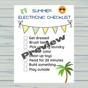 Summer Electronic Use Checklist, Summer Activity, Printable Checklist ...