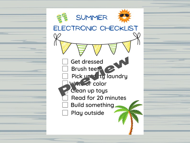 Summer Electronic Use Checklist, Summer Activity, Printable Checklist ...