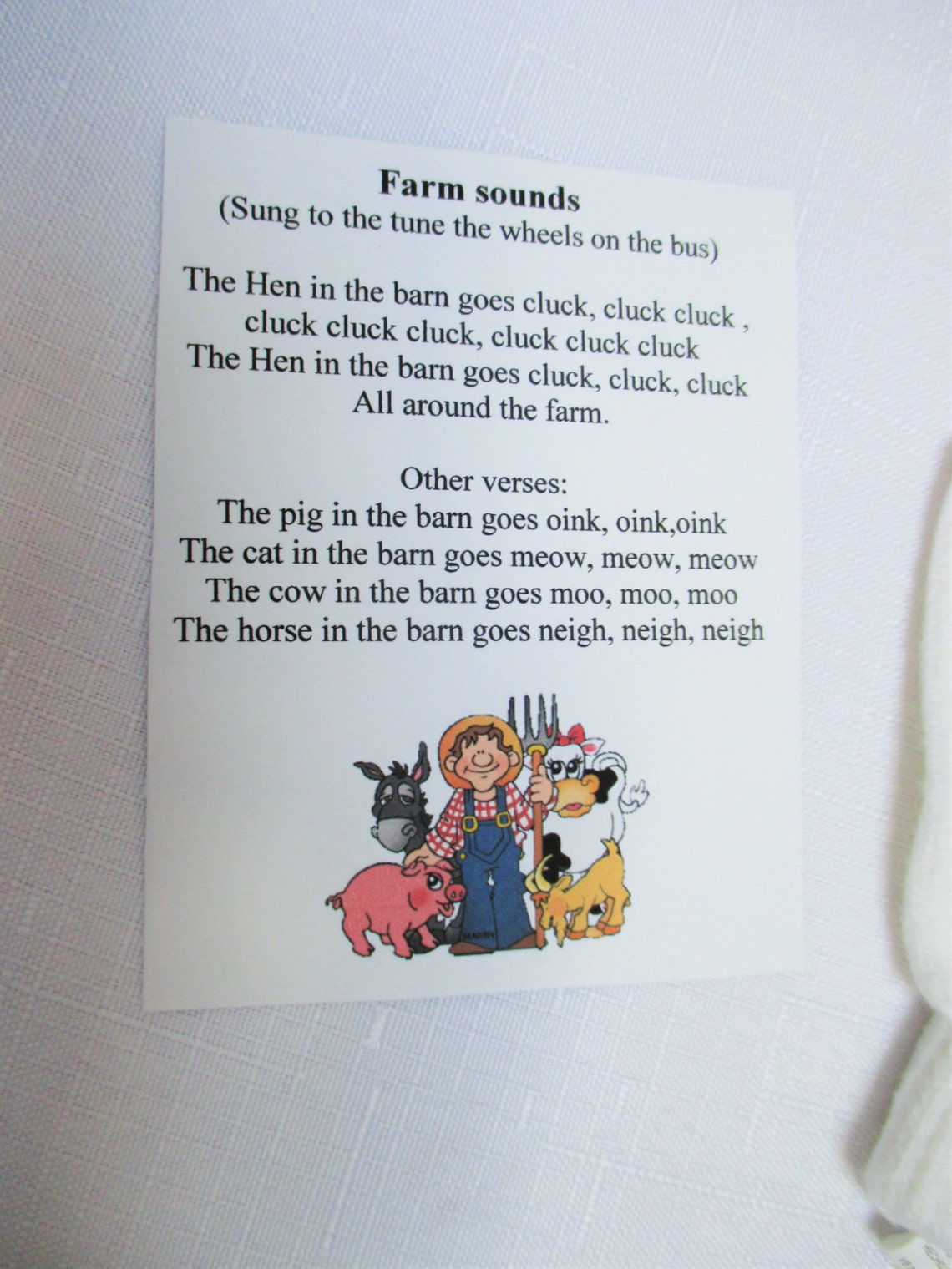 Farm hand puppet farm activity farm song poem activity | Etsy