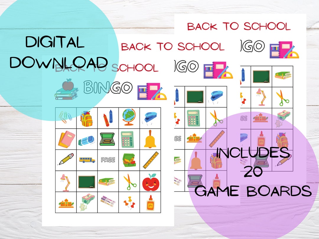 Back to School Bingo Game, Ice Breaker Game, Children's Downloadable ...