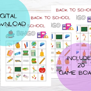 Back to School Bingo Game, Ice Breaker Game, Children's Downloadable ...