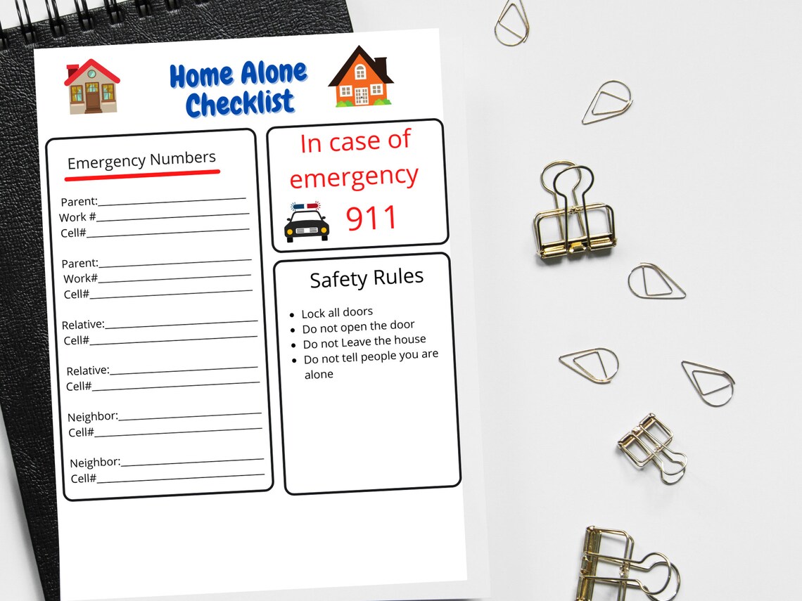 Home Alone Checklist Kids Checklist Safetly Check - Etsy