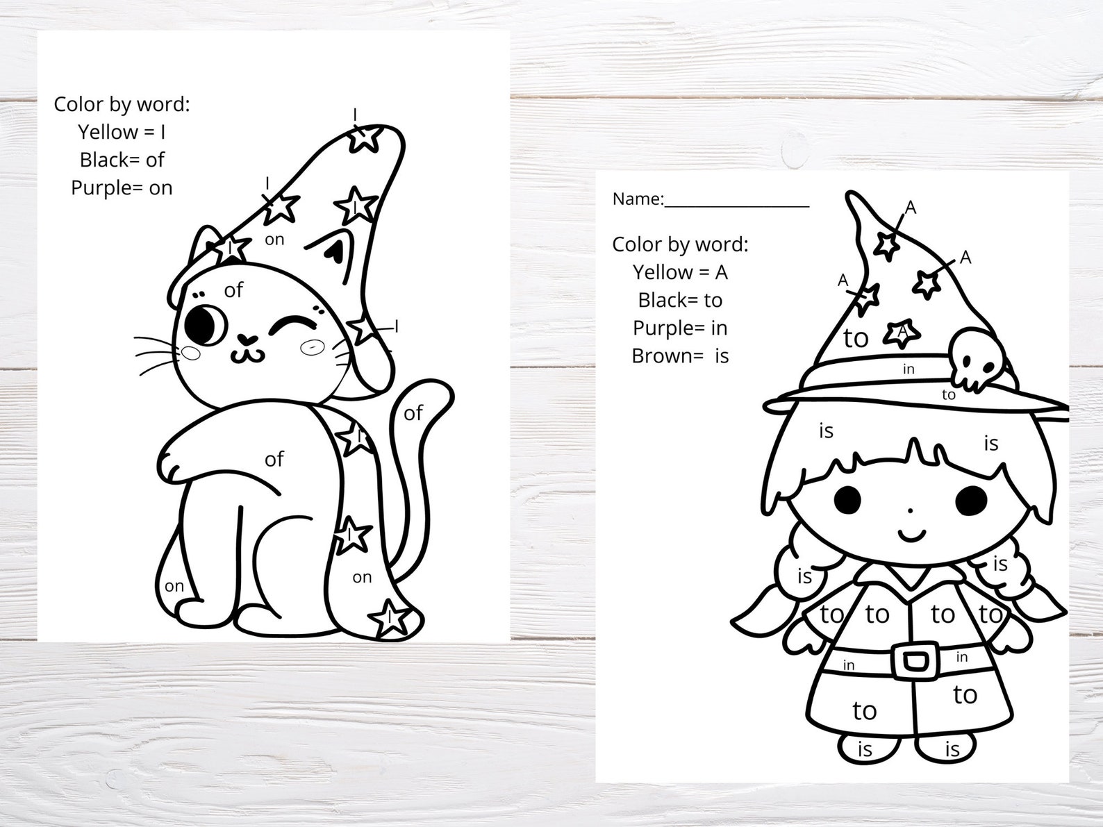 Halloween Coloring Sheets Color by Words Site Word Coloring | Etsy
