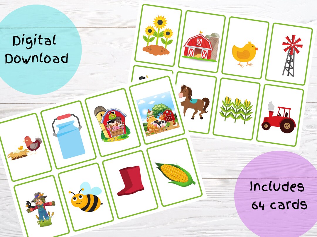 Digital Download Farm Memory Game Printable Game - Etsy