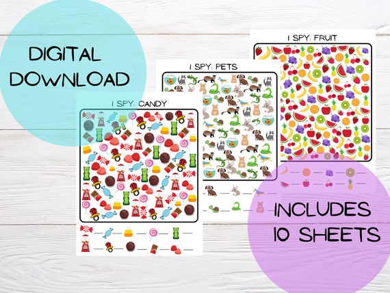 I Spy Printable Sheets Downloadable Games Travel Games | Etsy