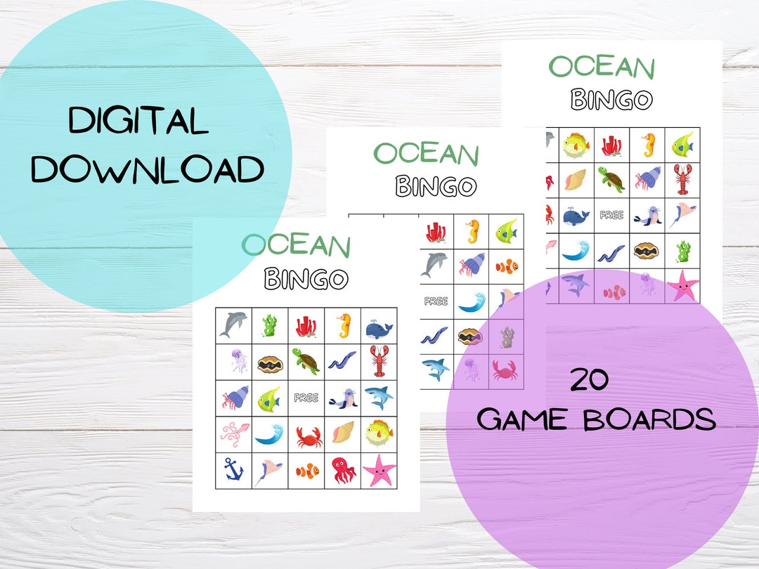 Ocean Bingo Game, Summer Fun Game, Ocean Party, Printable Download - Etsy