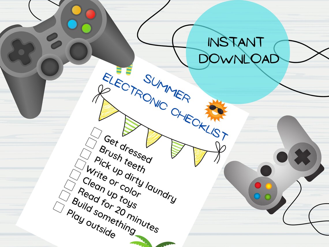 Summer Electronic Use Checklist Summer Activity Printable - Etsy
