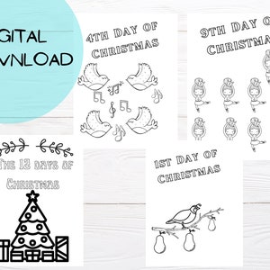 12 Days of Christmas Coloring Sheet, Coloring Activity, Christmas ...