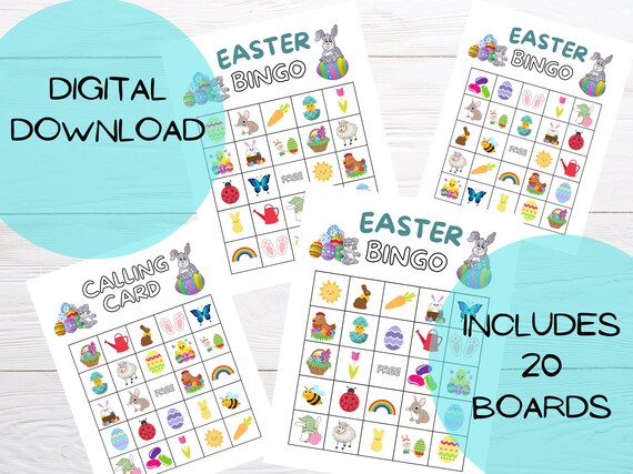 Easter Bingo Printable Game Bingo Cards Sunday School | Etsy