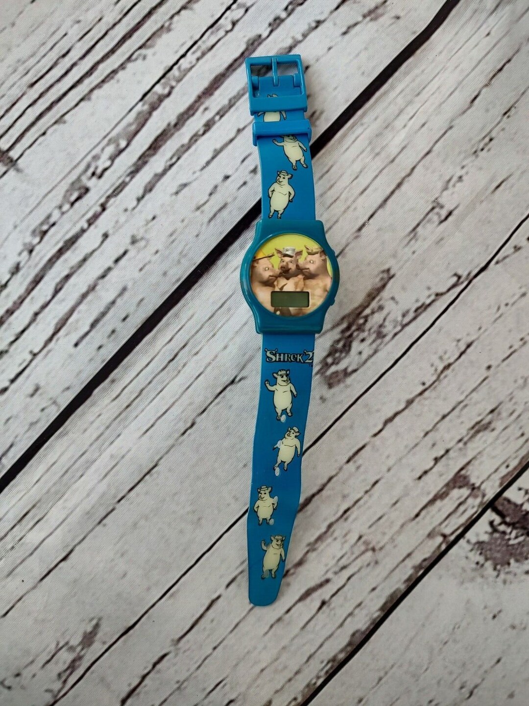 Shrek 2 Watch Blue General Mills Cereal Box Toy 2003 Promo Premium Pigs ...