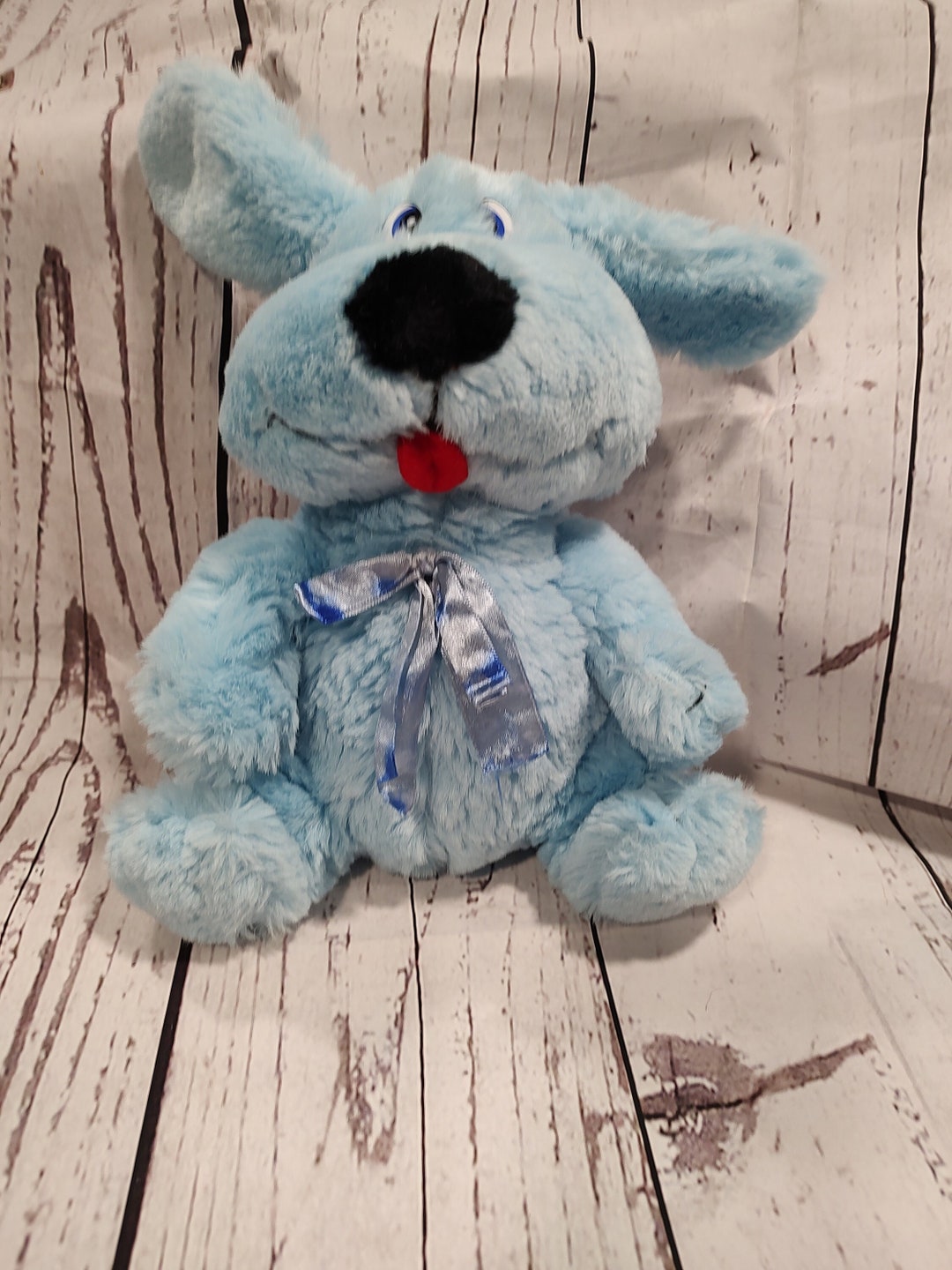 Vintage Cuddle Wit Baby Blue Puppy Dog W/bow Stuffed Animal Plush Dog ...