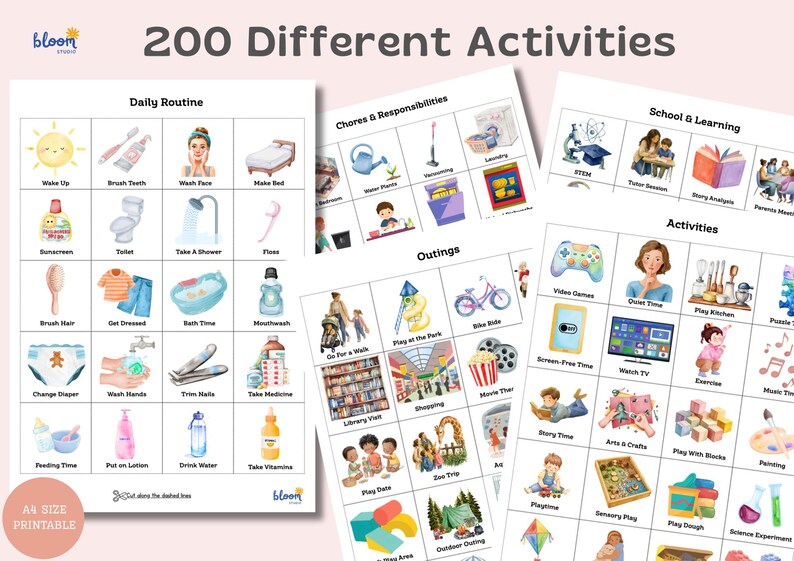 Kids Daily Routine Chart, Toddler Visual Schedule, Chore Checklist, 200 ...