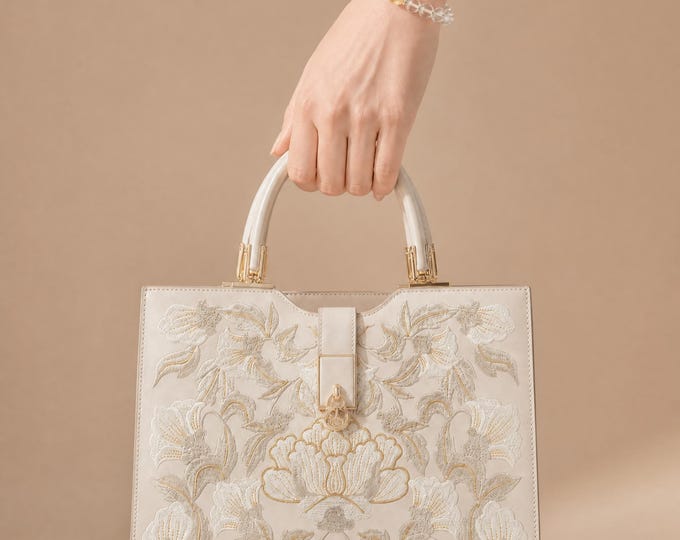 Hand-embroidered Silk Bag With Custom Crystal Bracelet | Dual Birth ...