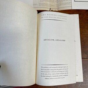 Absolom Absolom by William Faulkner HC W/dj Modern Library - Etsy