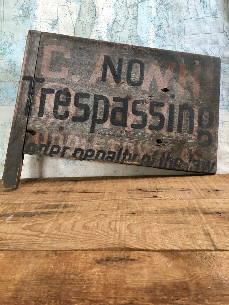 Antique wood no trespassing sign antique wood sign Farmhouse | Etsy