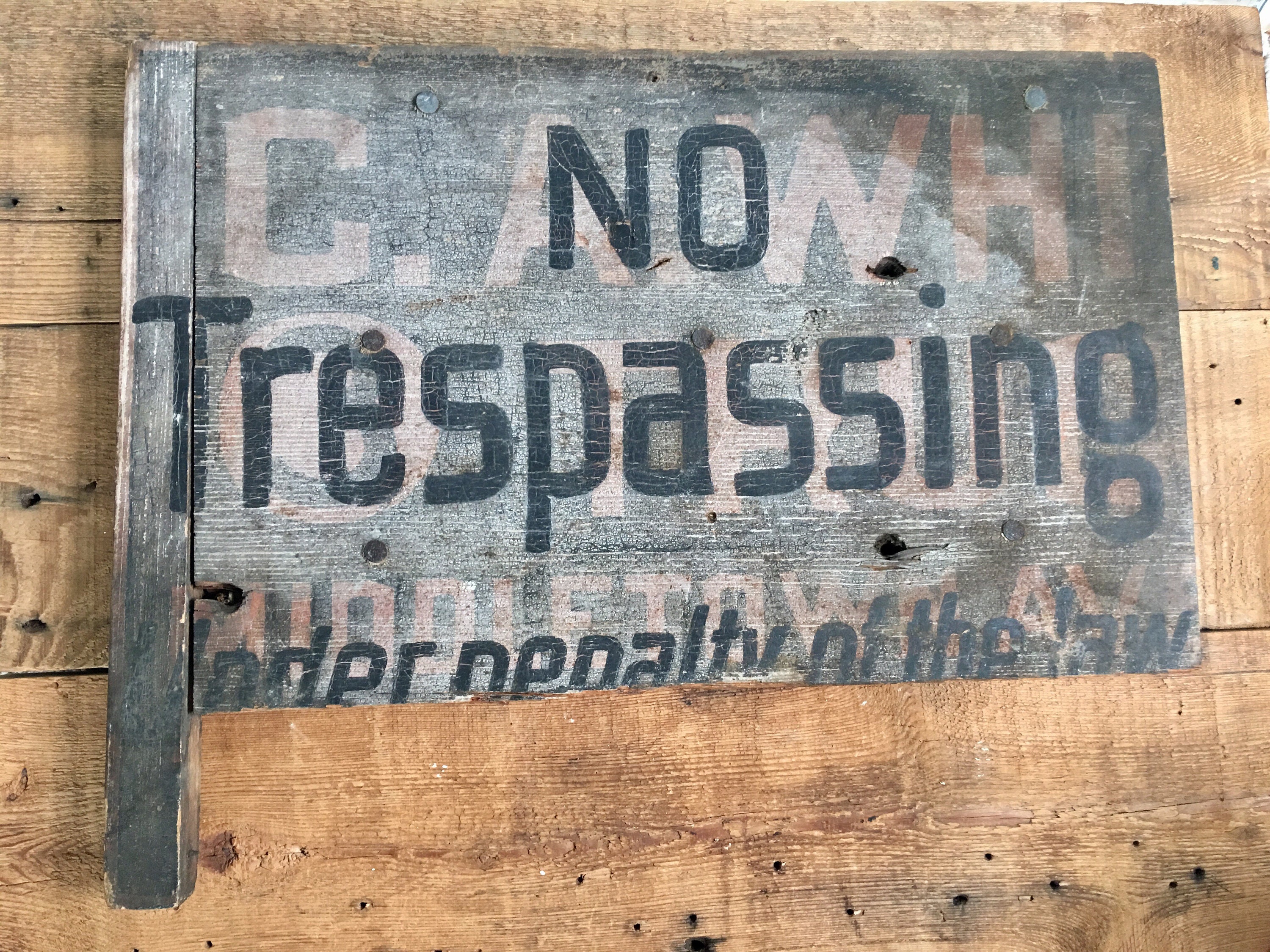Antique wood no trespassing sign antique wood sign Farmhouse | Etsy