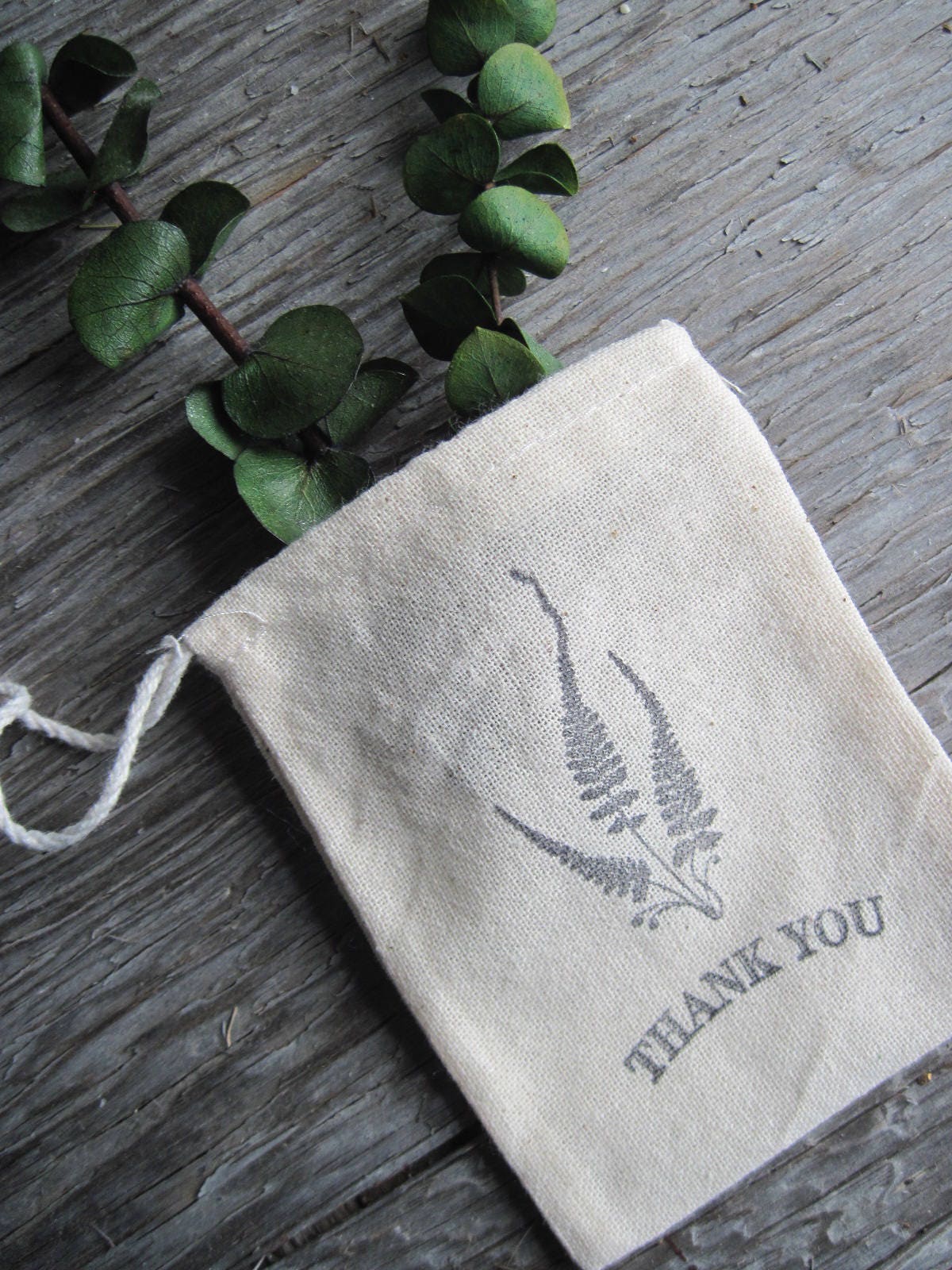 Fern Design Woodland, Rustic, or Garden Muslin Favor Bags (12), Wedding ...