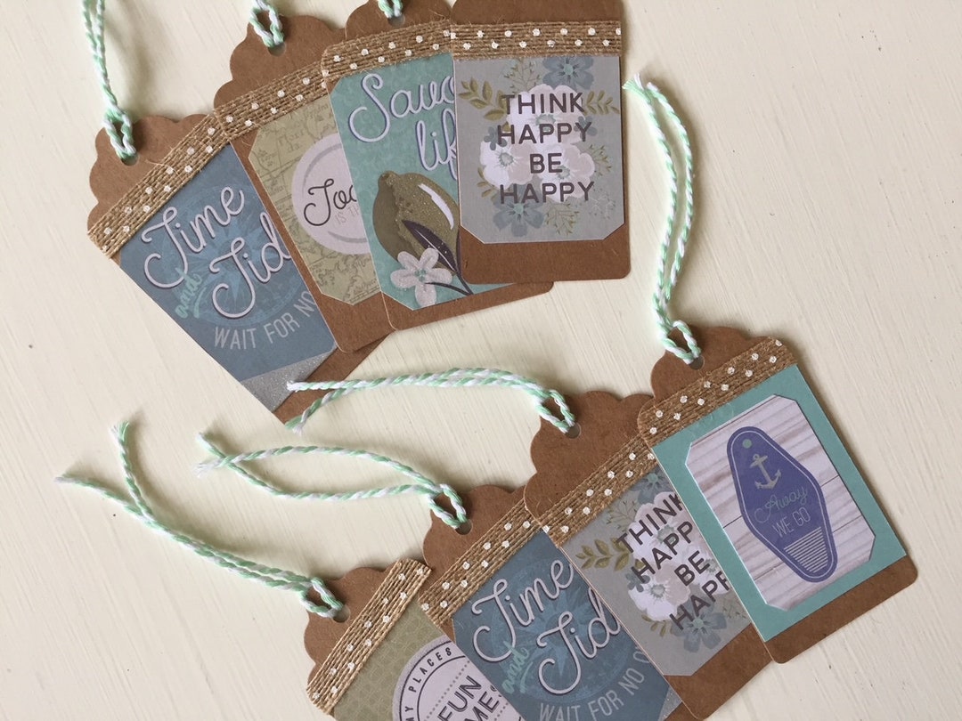 COASTAL GIFT TAGS, Set of 8 Beachy, Ocean, Nautical, Kraft Gift Tags W ...