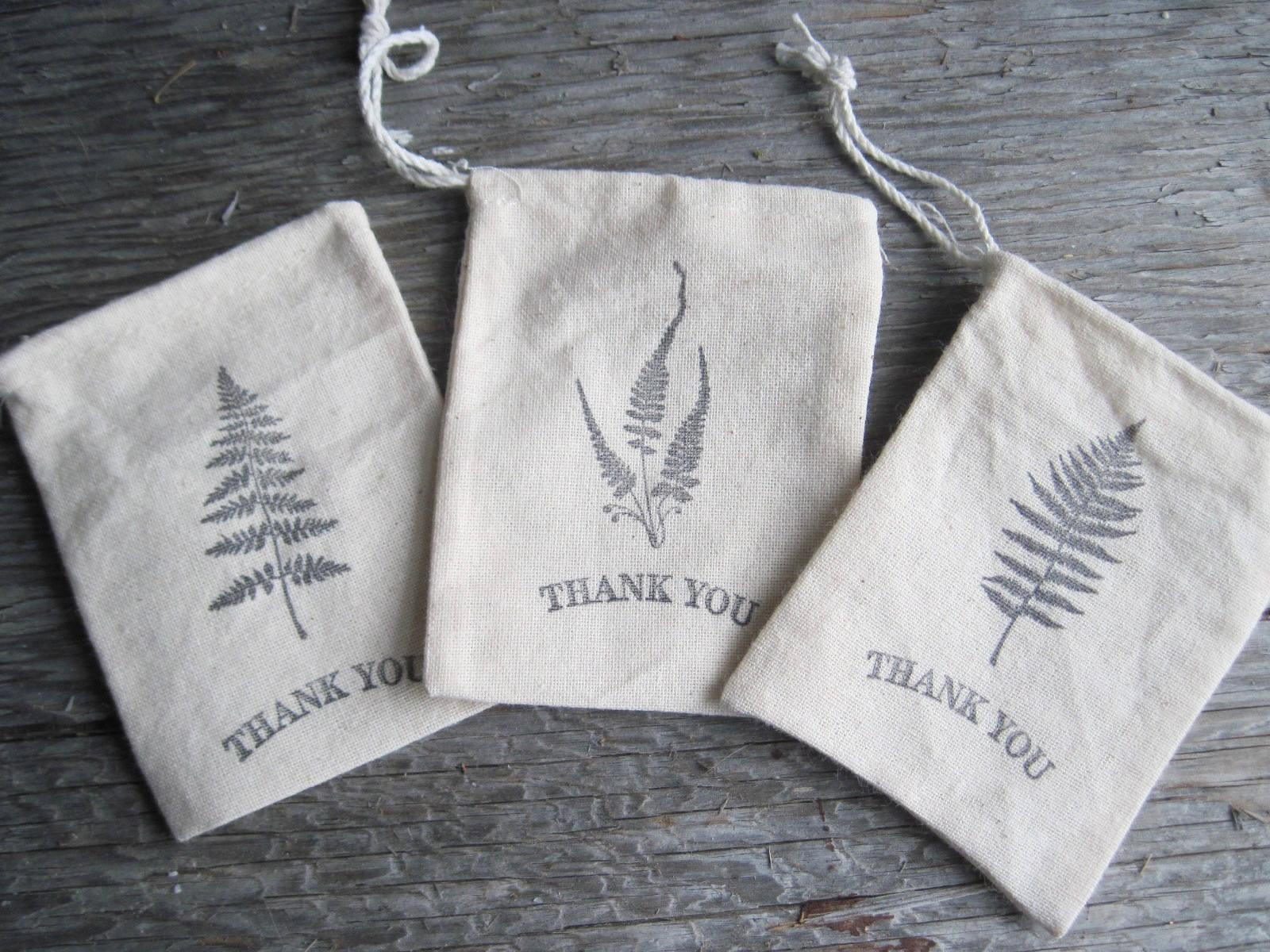 Fern Design Woodland, Rustic, or Garden Muslin Favor Bags (12), Wedding ...