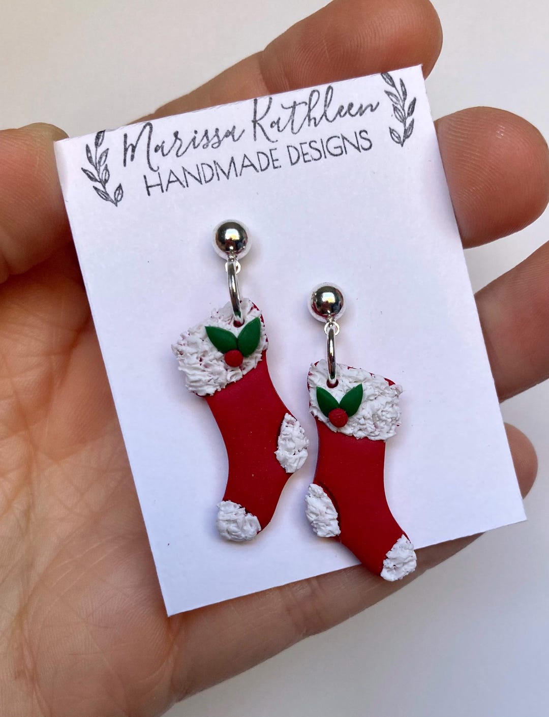Christmas Stocking Stuffer Christmas Stocking Earrings Christmas Clay ...